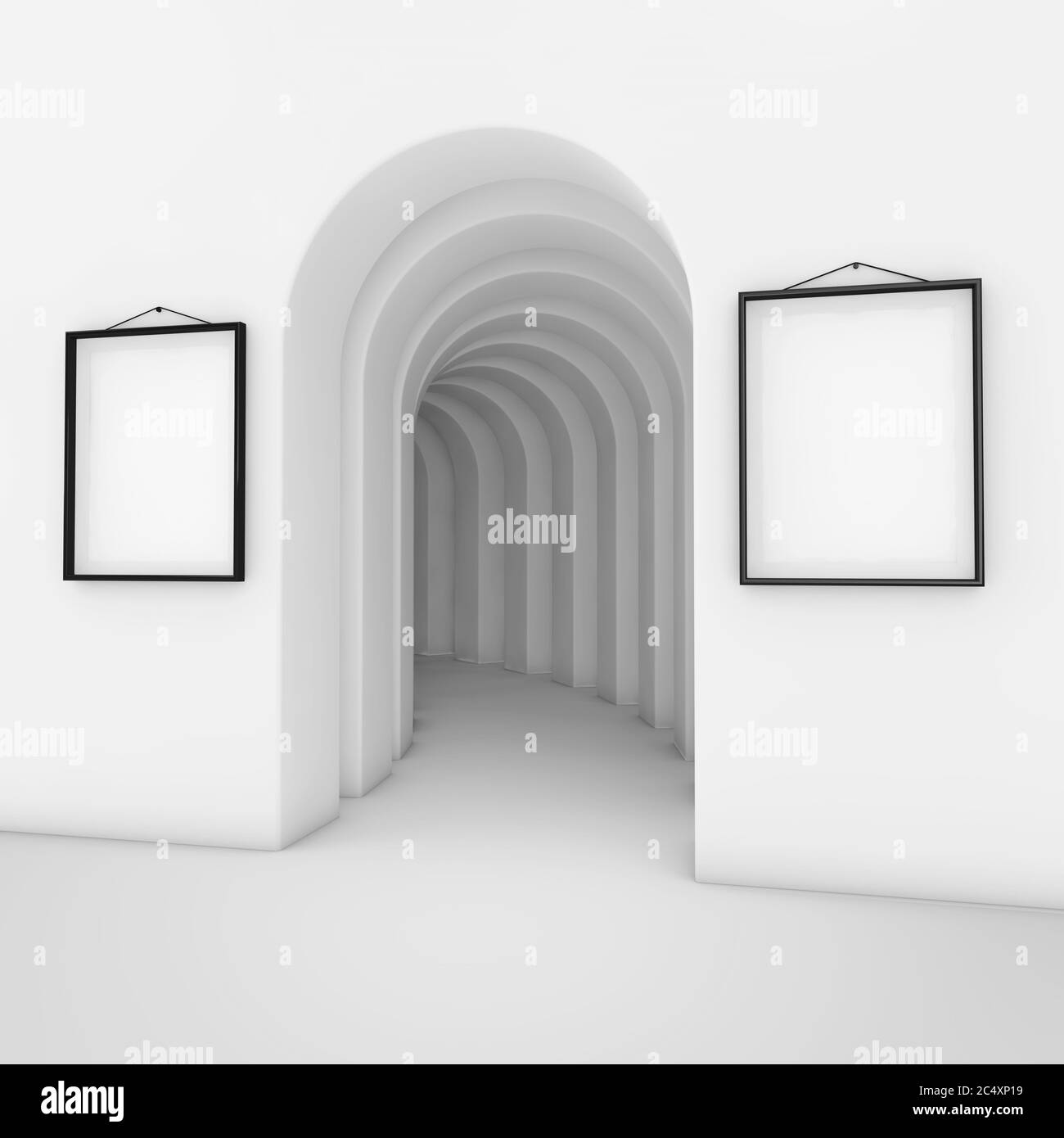 Abstract White Archway with White Blank Placard Mockup Frames extreme ...