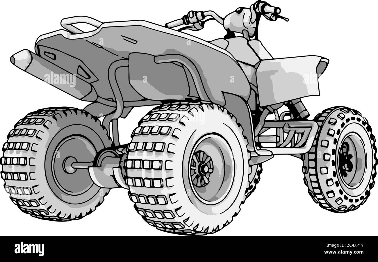 quad bike ATV drawing on a white background Stock Vector Image & Art ...