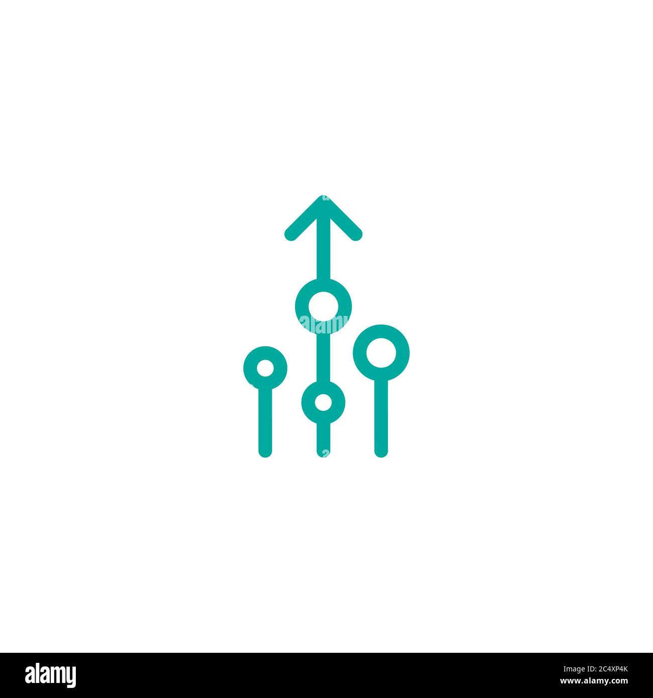 blue arrows up with dots and circles. icon isolated on white background ...