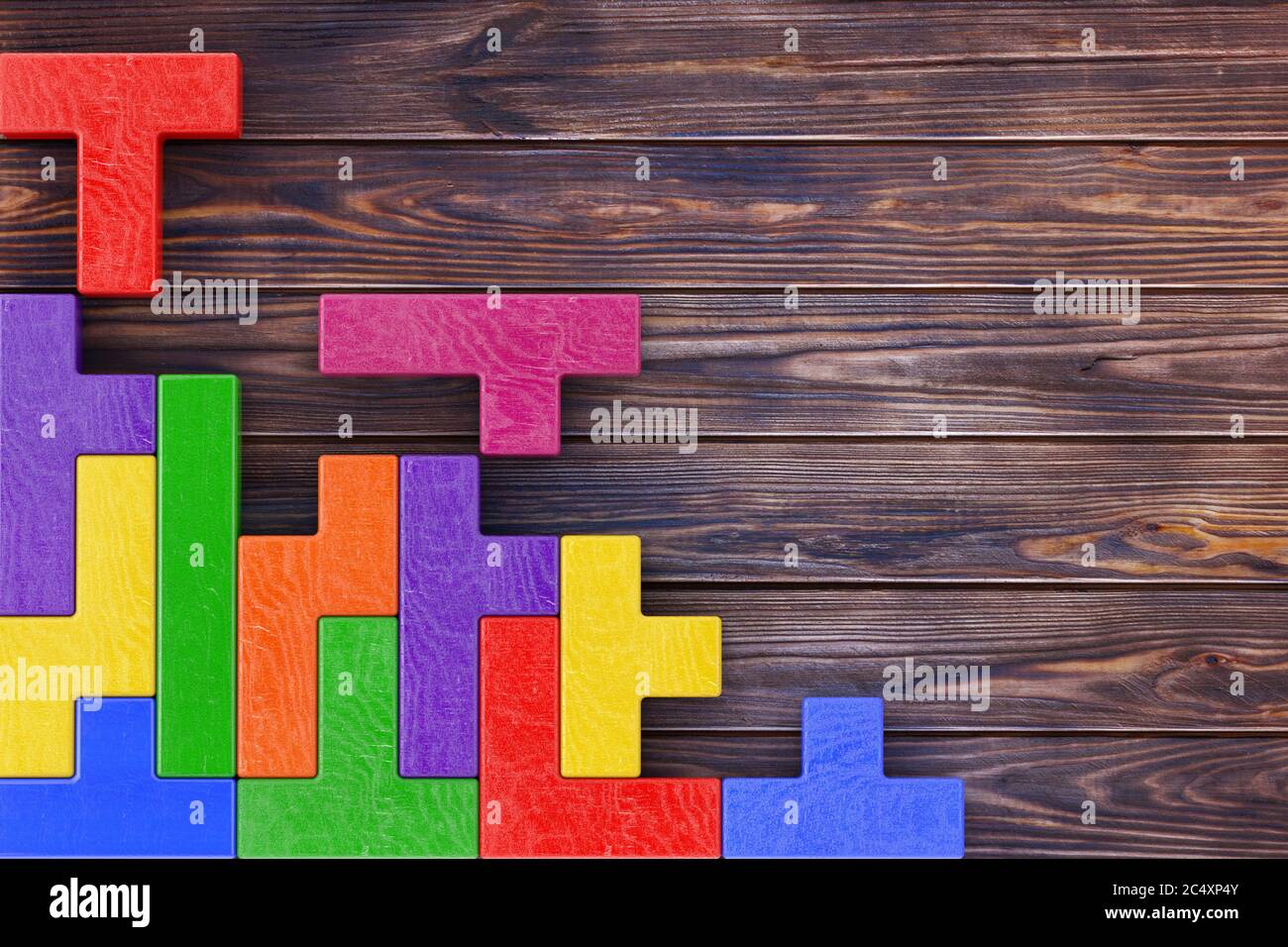 Logical Thinking Concept. Different Colorful Shapes Wooden Blocks on a ...