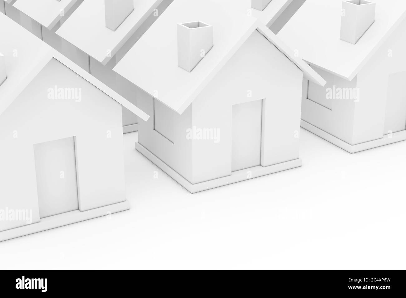 Real Estate Property Industry Concept. Simple White Houses on a white ...