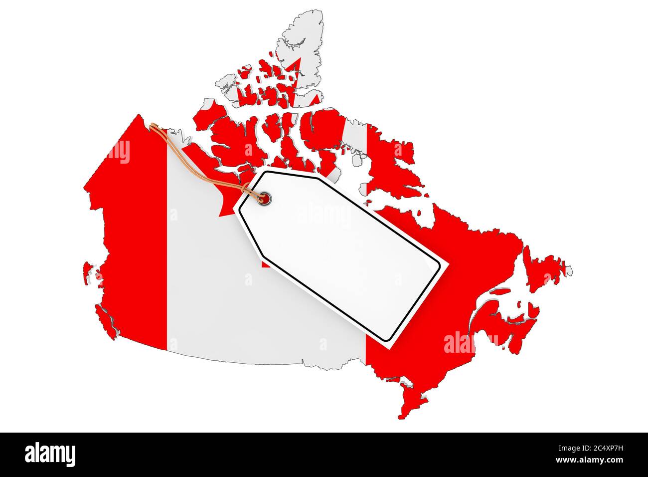 Map of Canada with Flag and Blank Sale Tag on a white background. 3d ...