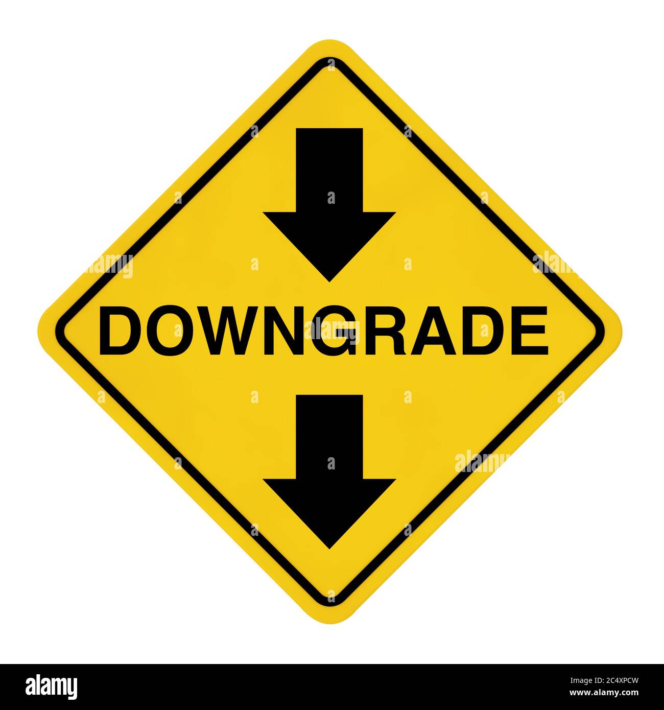 Downgrade Warning Traffic Sign on a white background. 3d Rendering ...