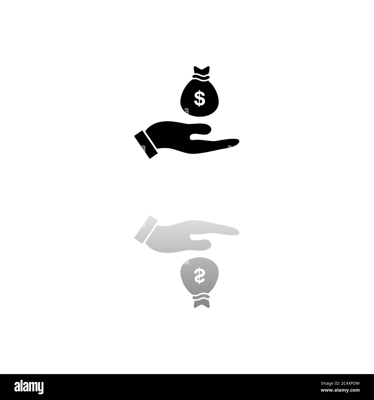 Open Palm Hold Money Bag. Black symbol on white background. Simple ...