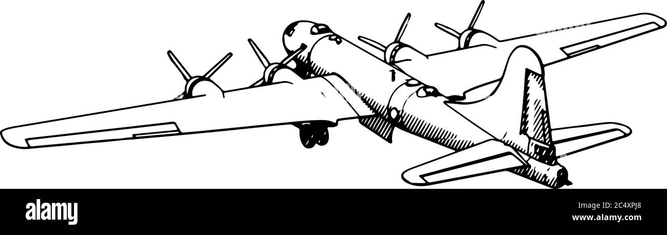 sketch of a military aircraft vector hatching Stock Vector Image & Art ...