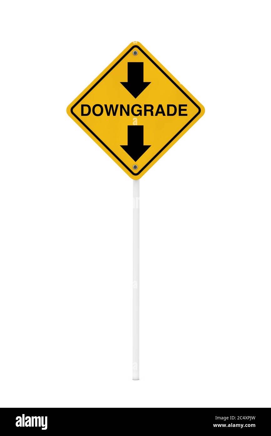 Downgrade Warning Traffic Sign on a white background. 3d Rendering ...