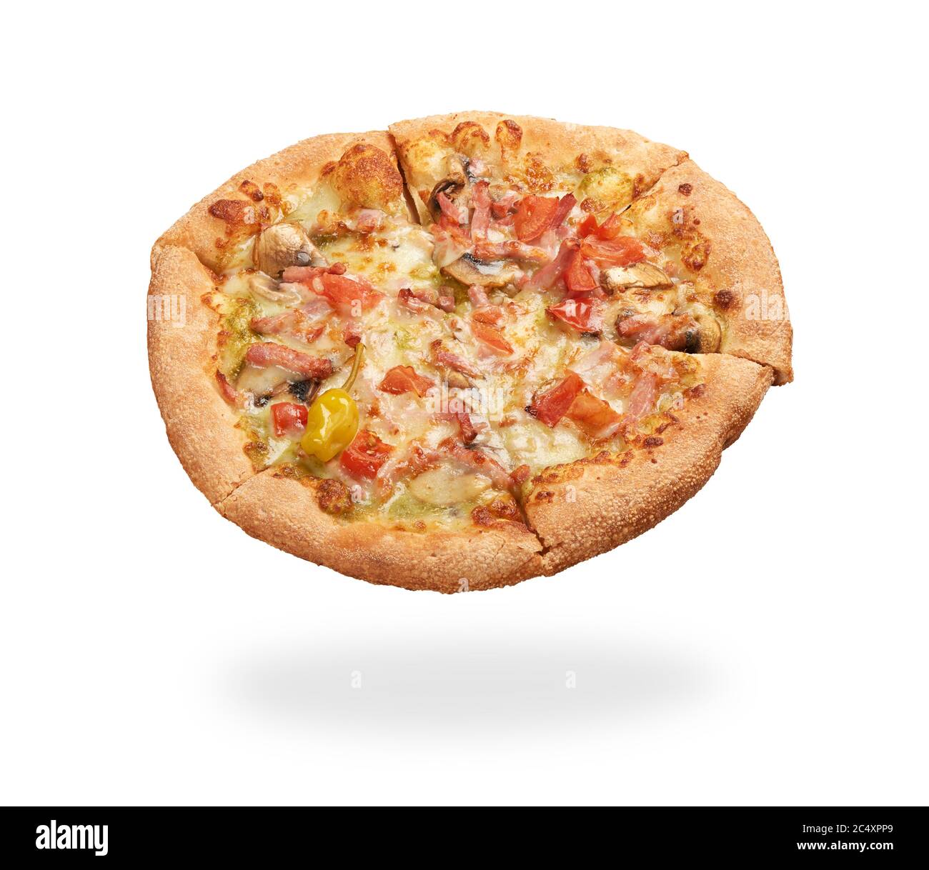 Round pizza isolated on a white background with clipping path Stock ...