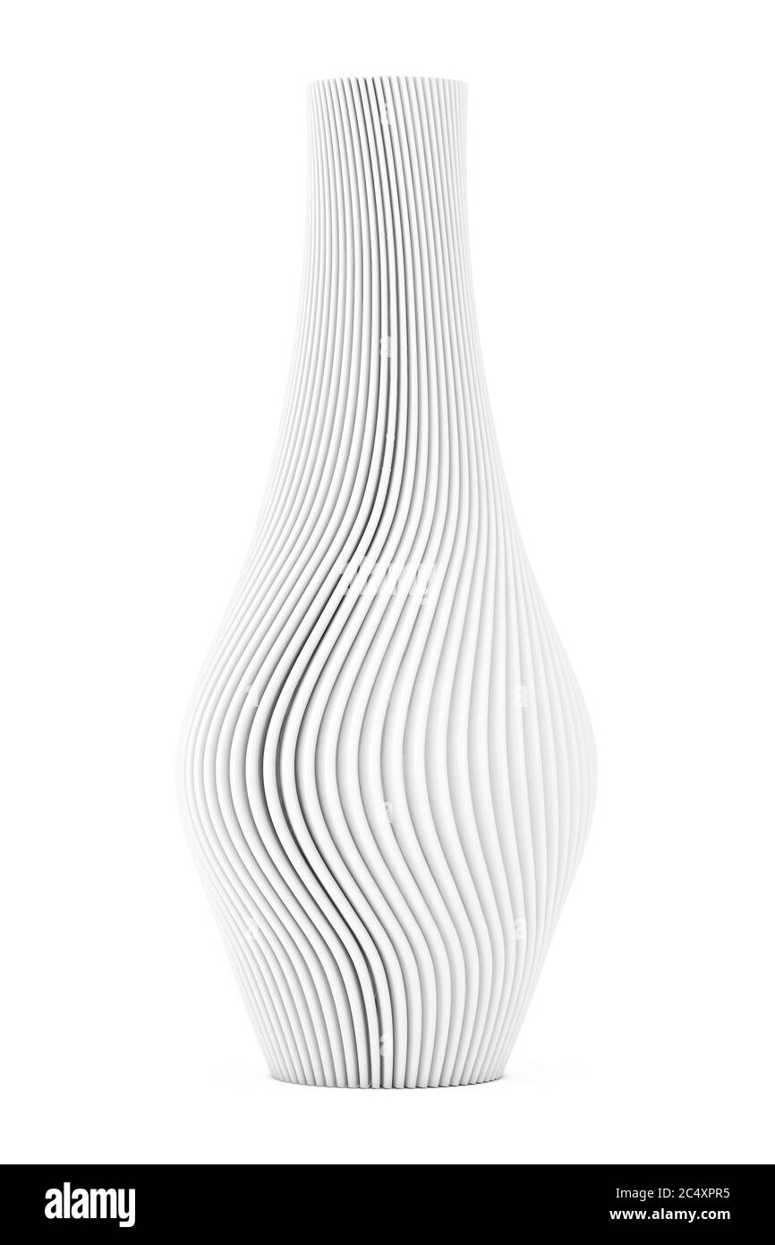 Abstract Modern White Wave Shape Wase on a white background. 3d ...