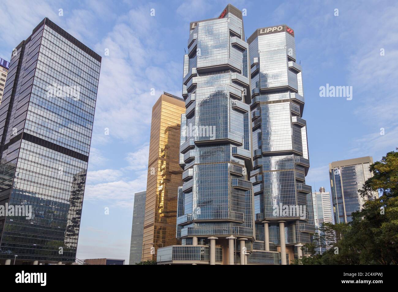 HongKong, China - November, 2019: The Lippo centre twin towers, iconic ...