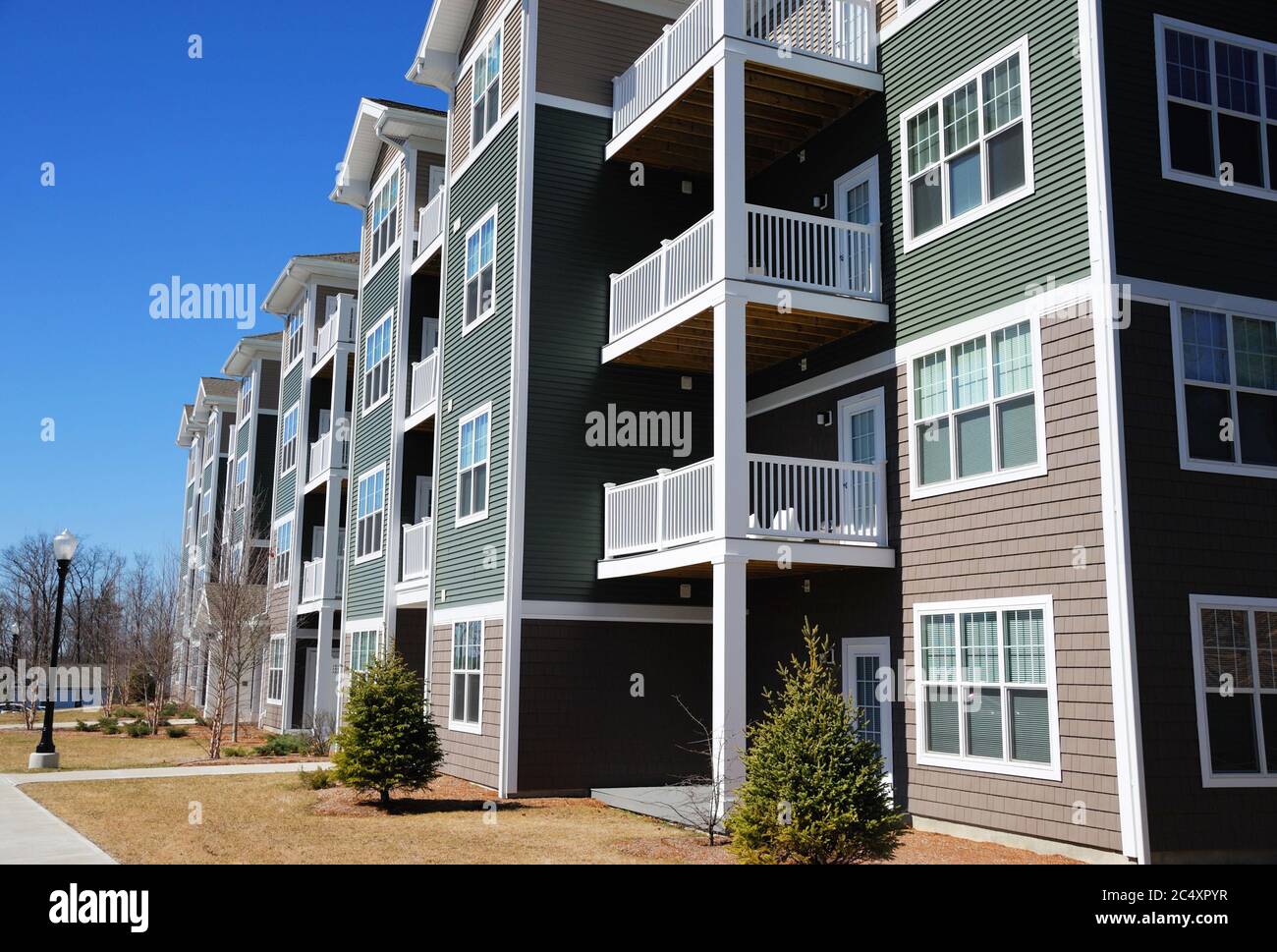 perspective view of new apartment building Stock Photo - Alamy