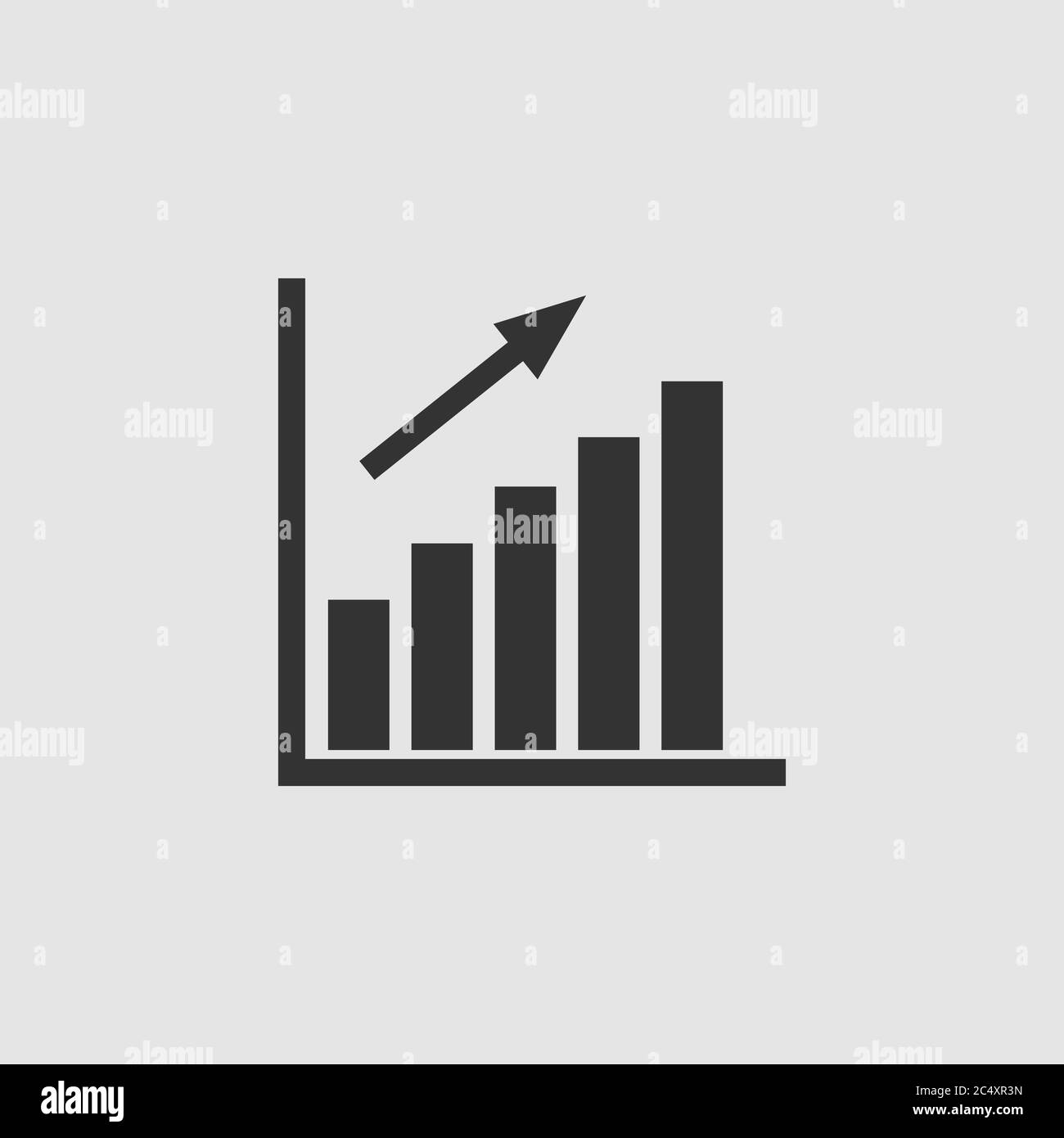 Graph chart icon flat. Black pictogram on grey background. Vector illustration symbol Stock ...