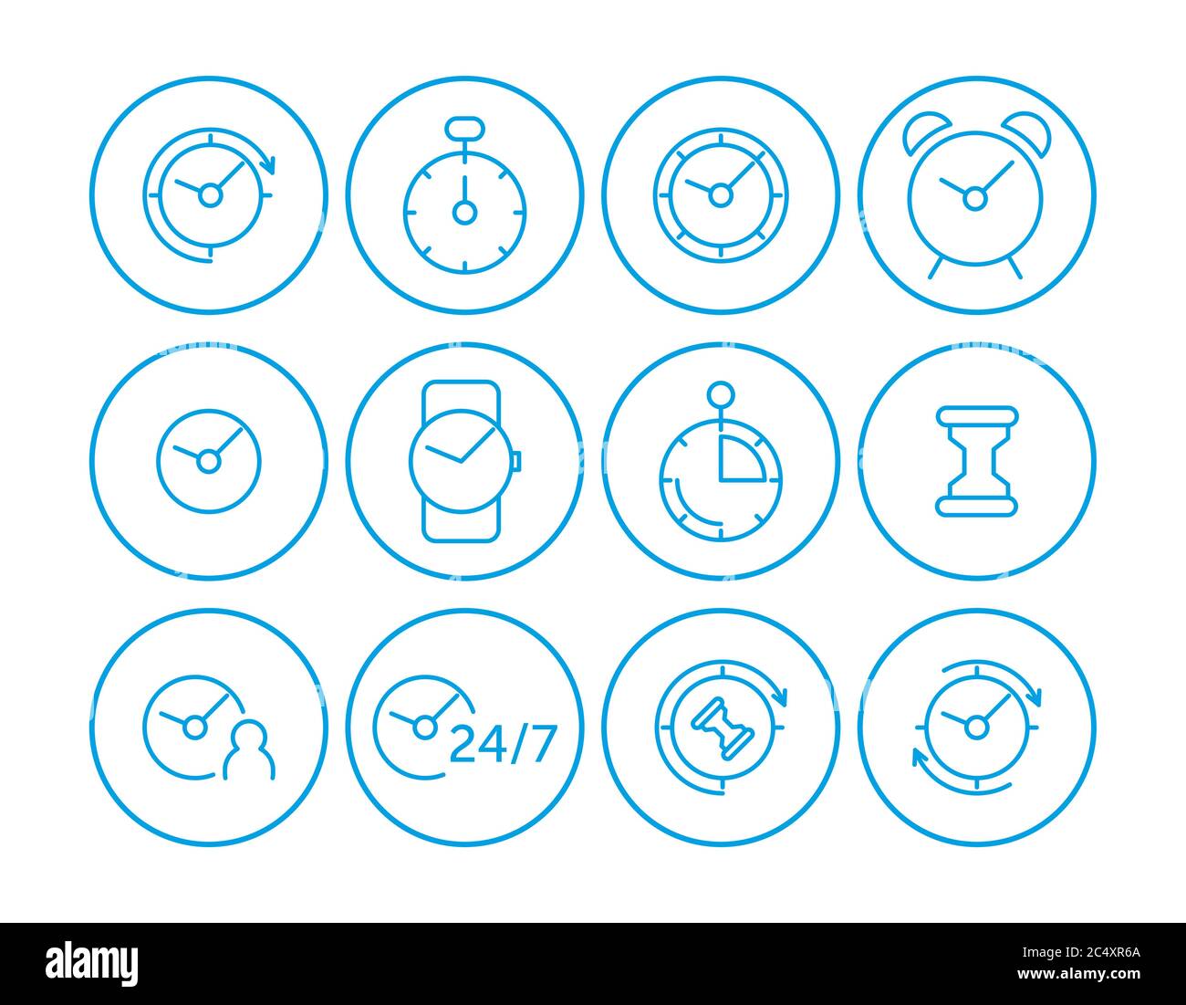 Time and Clock icons on white background. Vector illustration Stock ...
