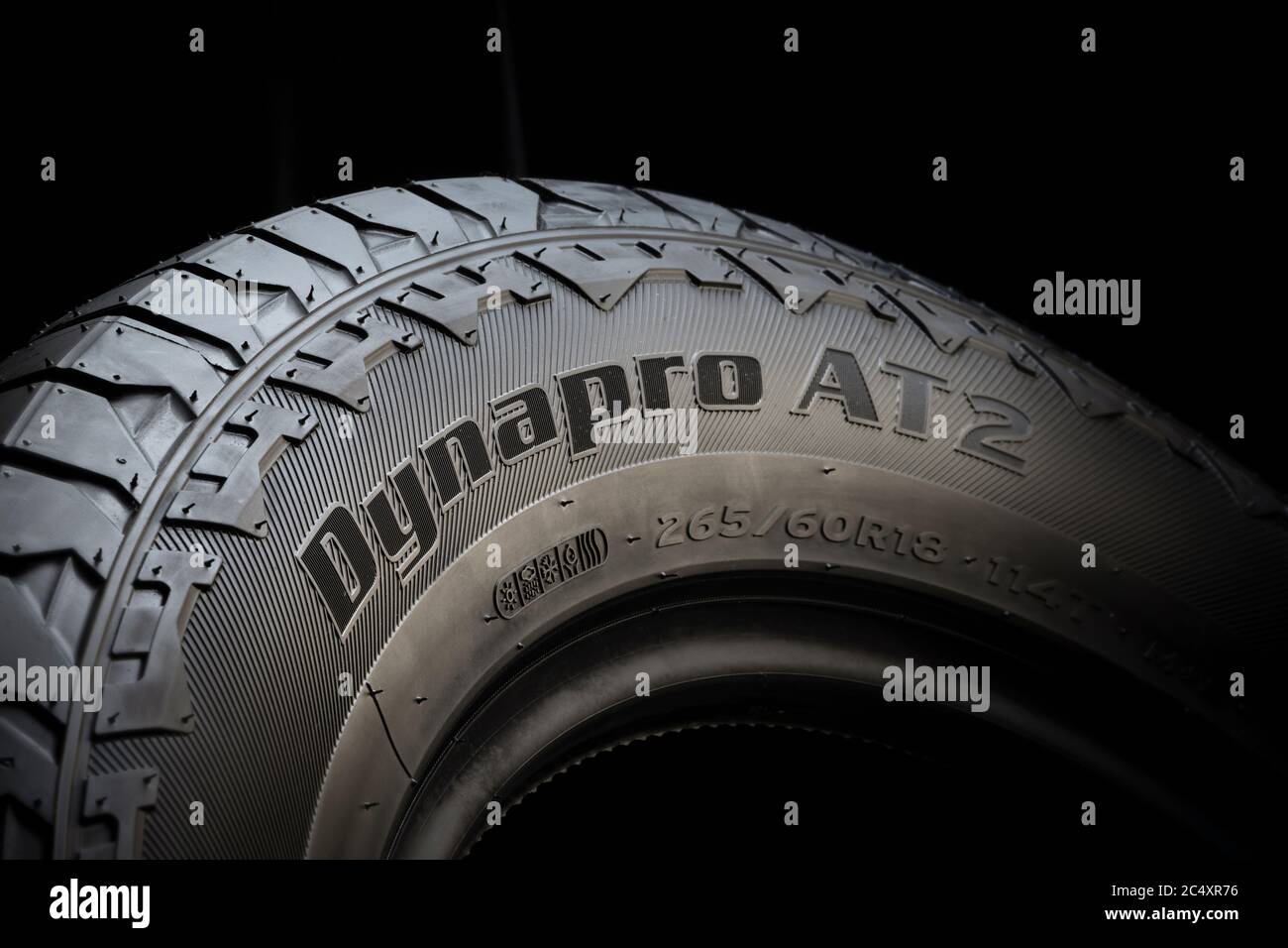 Krasnoyarsk, Russia, June 20, 2020: Hankook Dynapro at 2 tires side ...