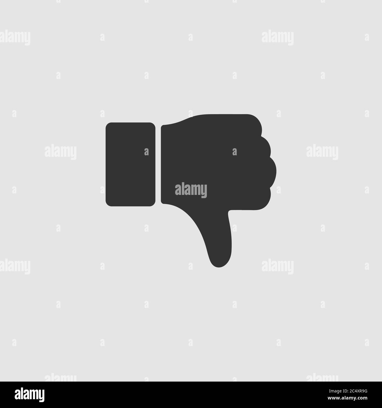 Hand thumb down, dislike icon flat. Black pictogram on grey background ...