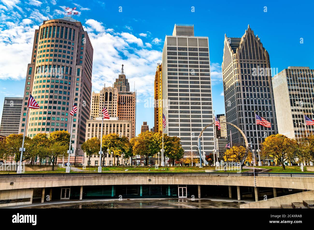 Downtown Detroit from Hart Plaza. USA Stock Photo - Alamy