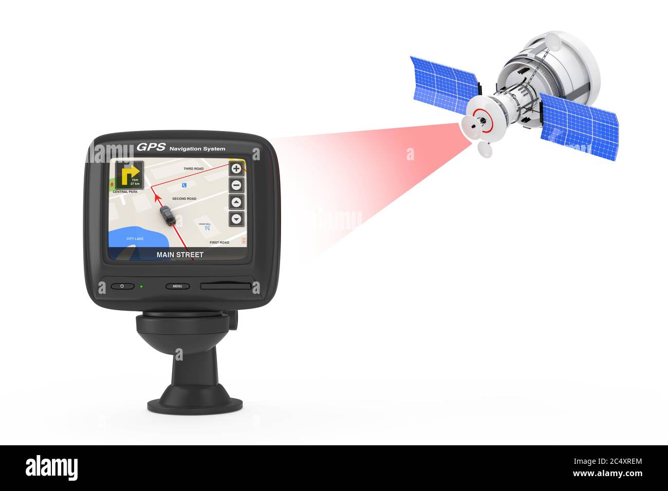 Modern Satelite Broadcasting to Navigation GPS Device with City Map on ...