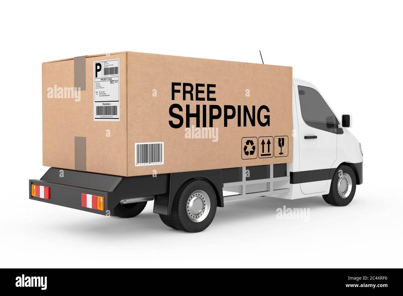 Free Shipping Concept. White Commercial Industrial Cargo Delivery Van ...