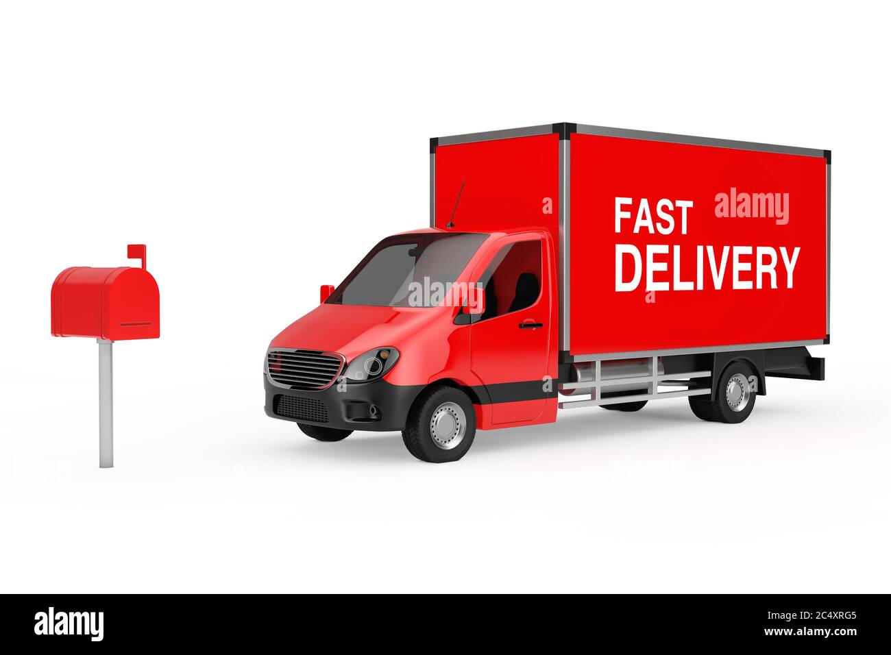 Fast Delivery Concept. Red Commercial Industrial Cargo Delivery Van ...
