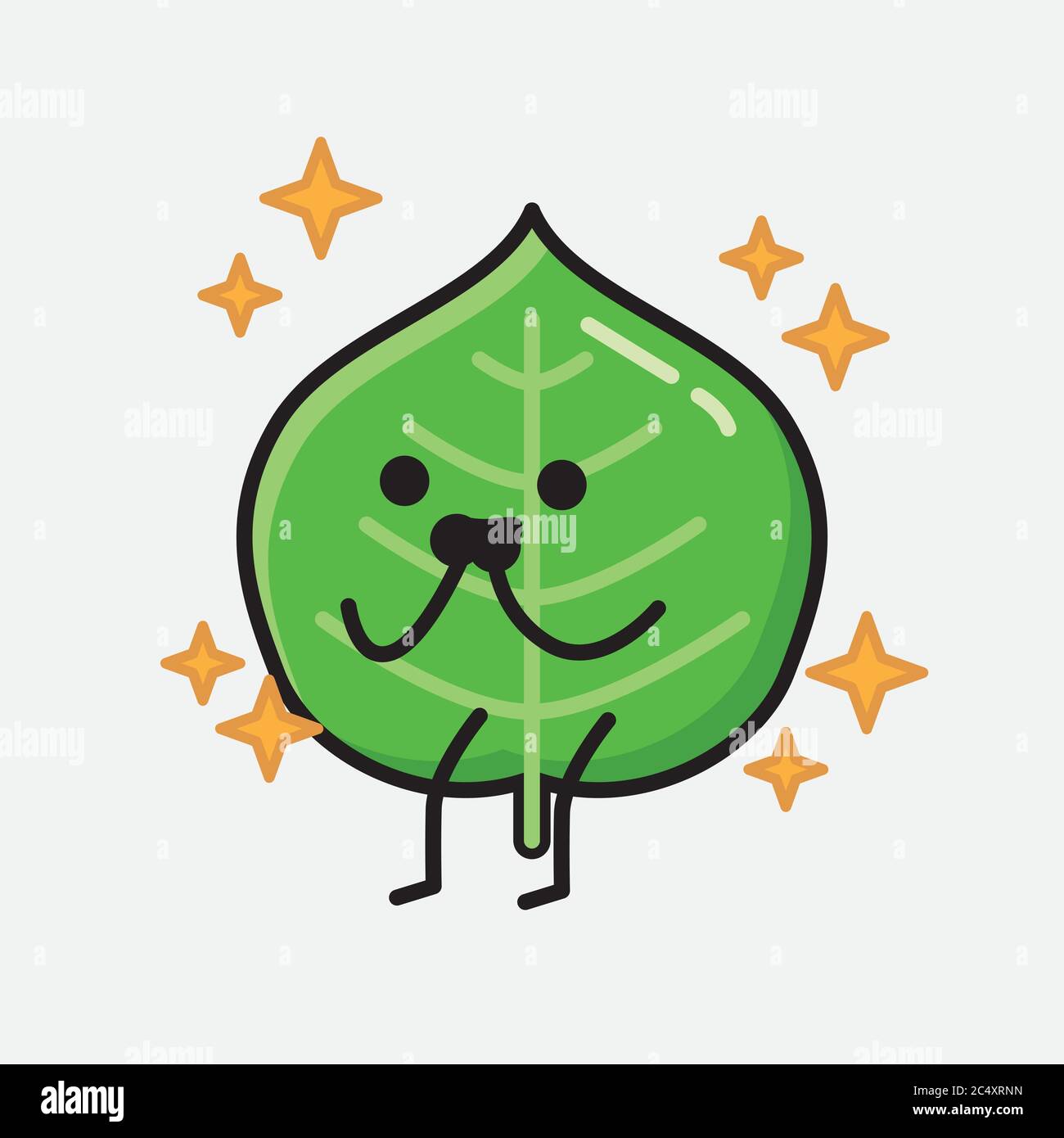 An illustration of Cute Leaf Mascot Vector Character in Flat Design ...