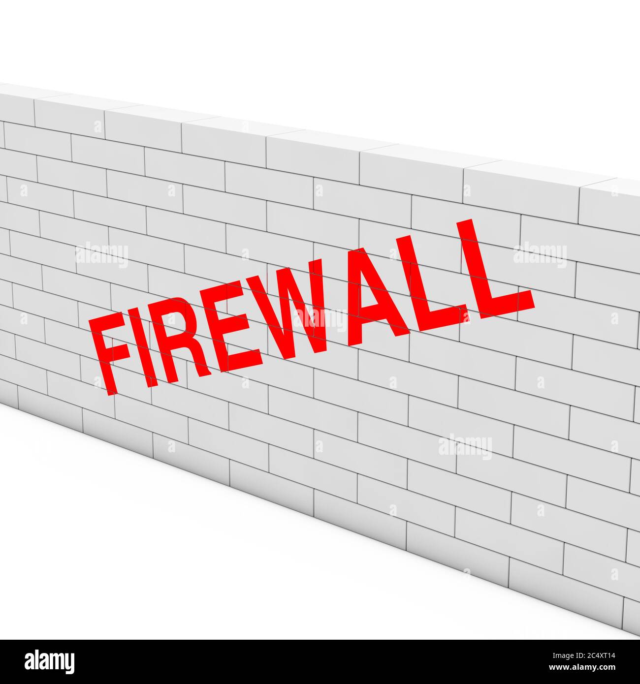 Firewall Concept. White Brick Wall with Firewall Sign on a white ...