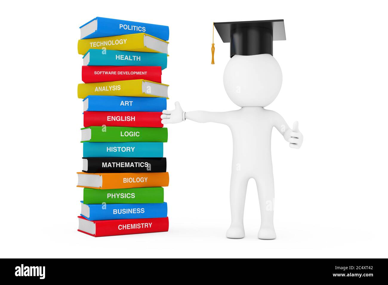 Way to Knowledge, Education and Reading concept. Person in a Graduation ...