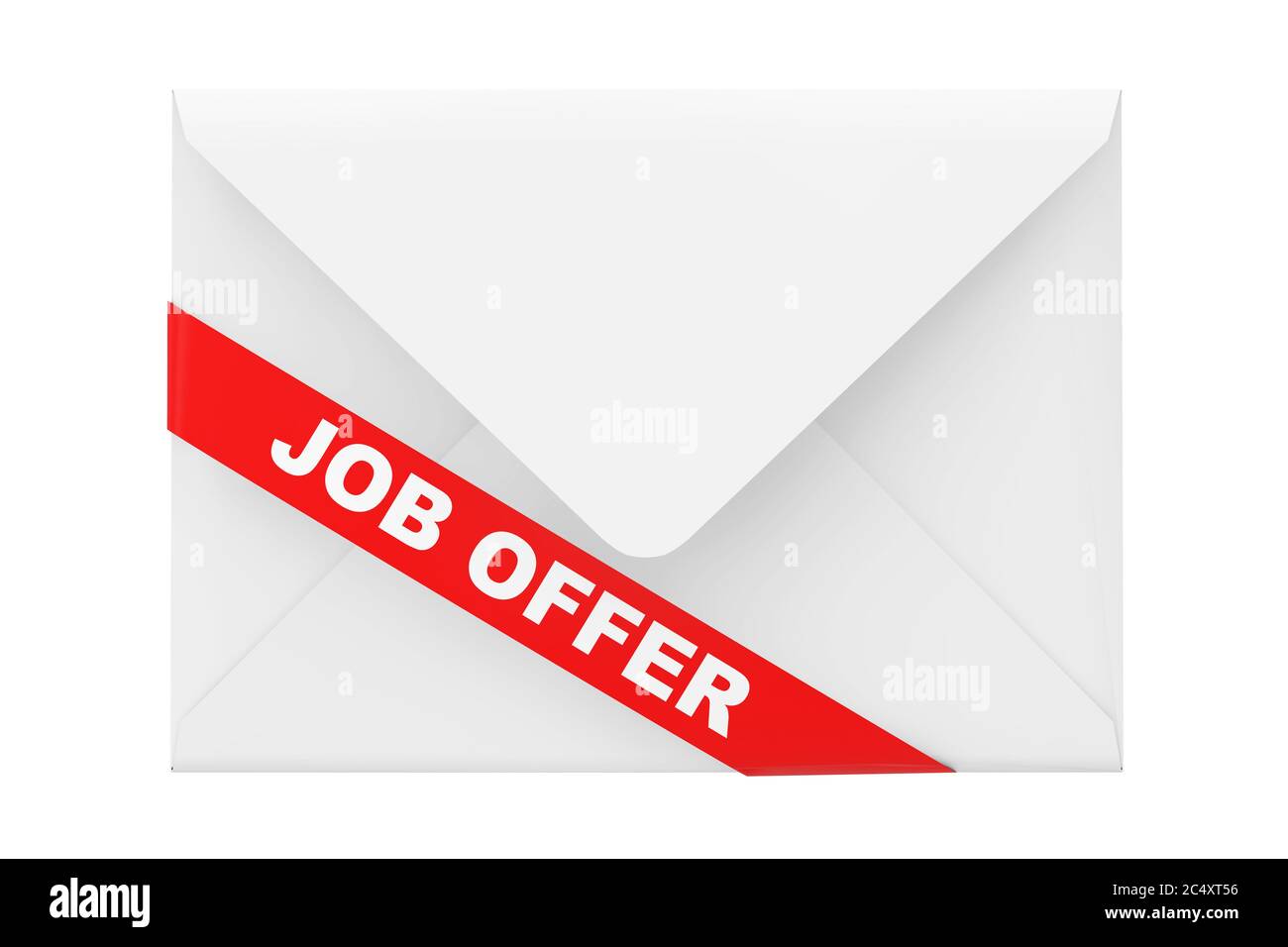Envelope with Job Offer Ribbon Sign on a white background. 3d Rendering ...