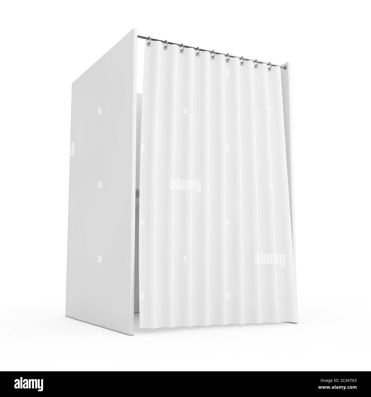 White Voting Booth with Curtain and Blank Space on a white background ...