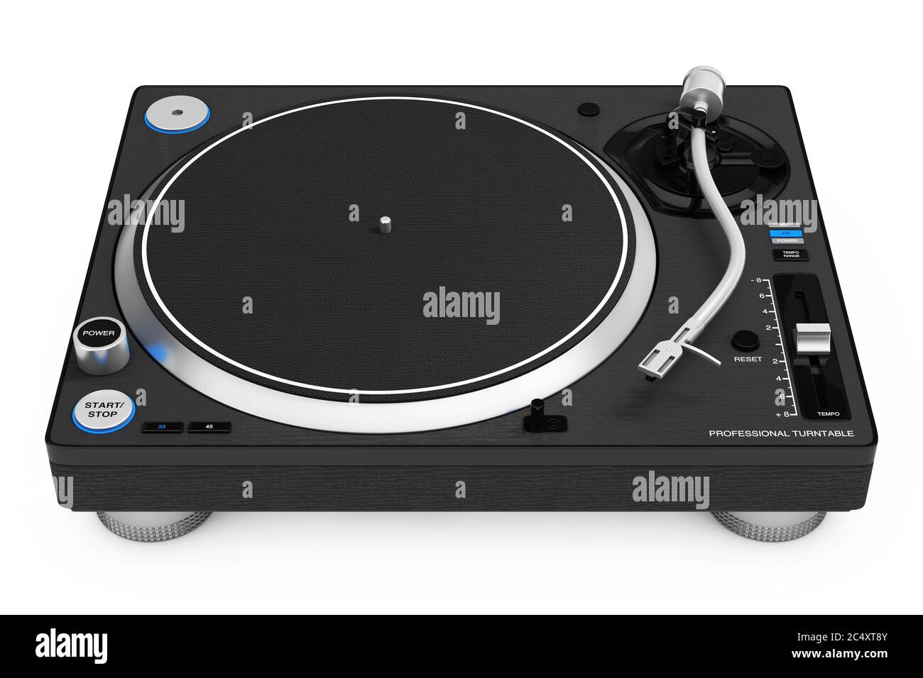 Professional DJ Turntable Vinyl Record Player on a white background. 3d ...