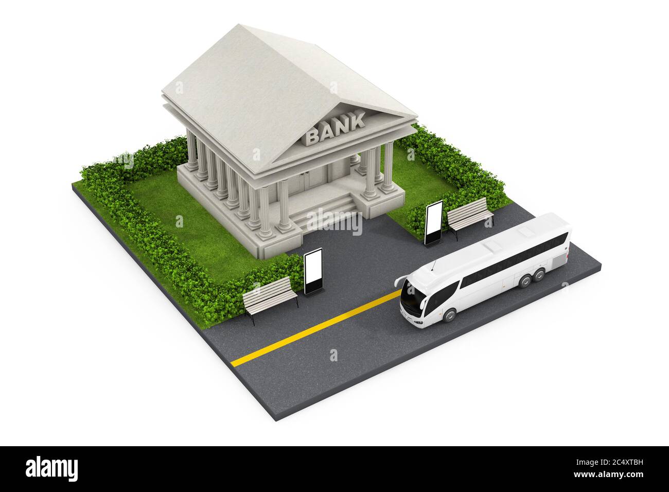 Isometric Bank Finance Building in City on a white background. 3d ...