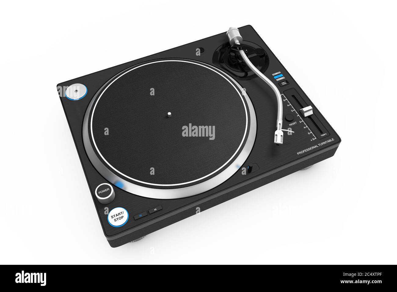Professional DJ Turntable Vinyl Record Player on a white background. 3d ...