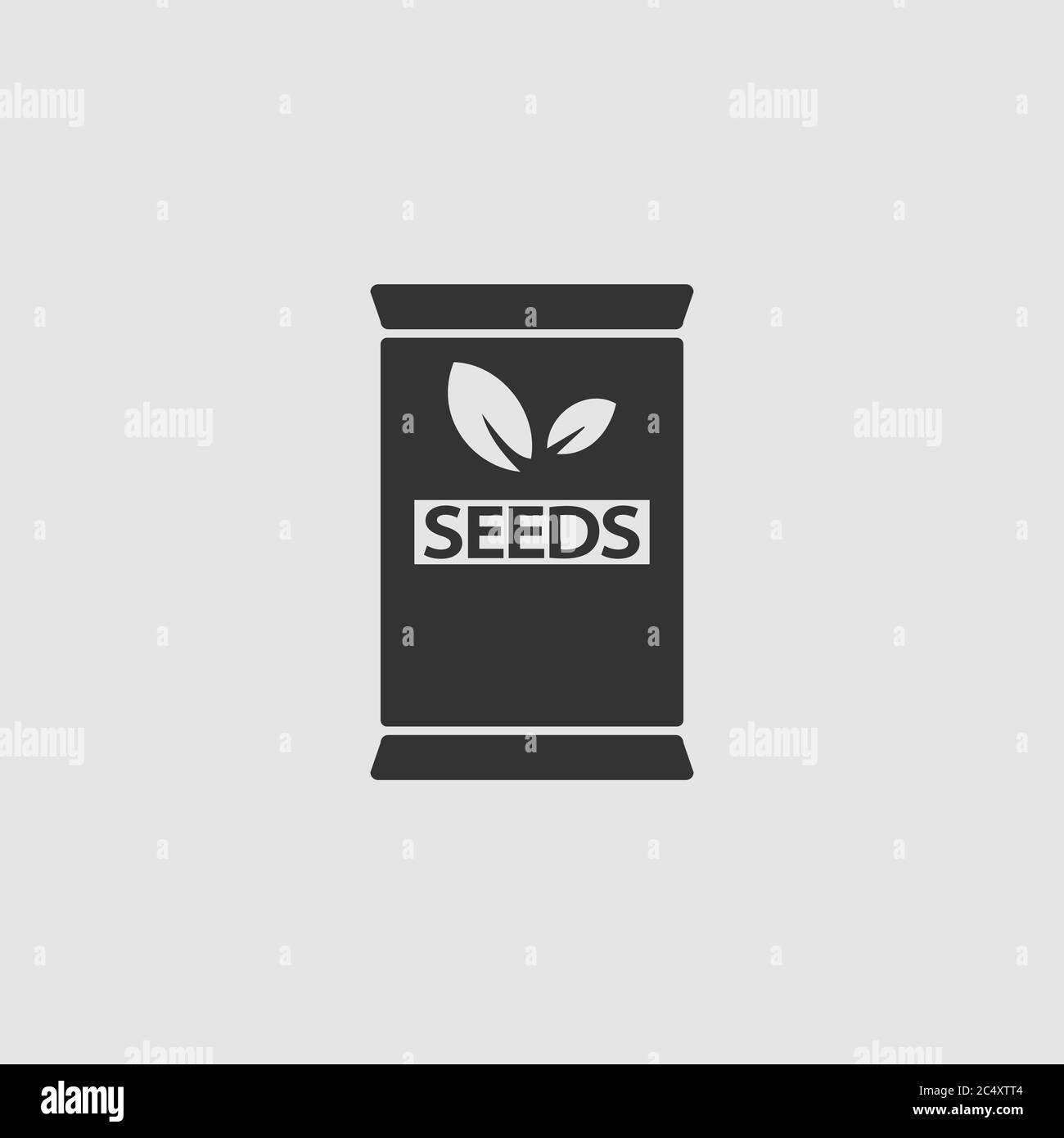 Seed sack icon flat. Black pictogram on grey background. Vector ...