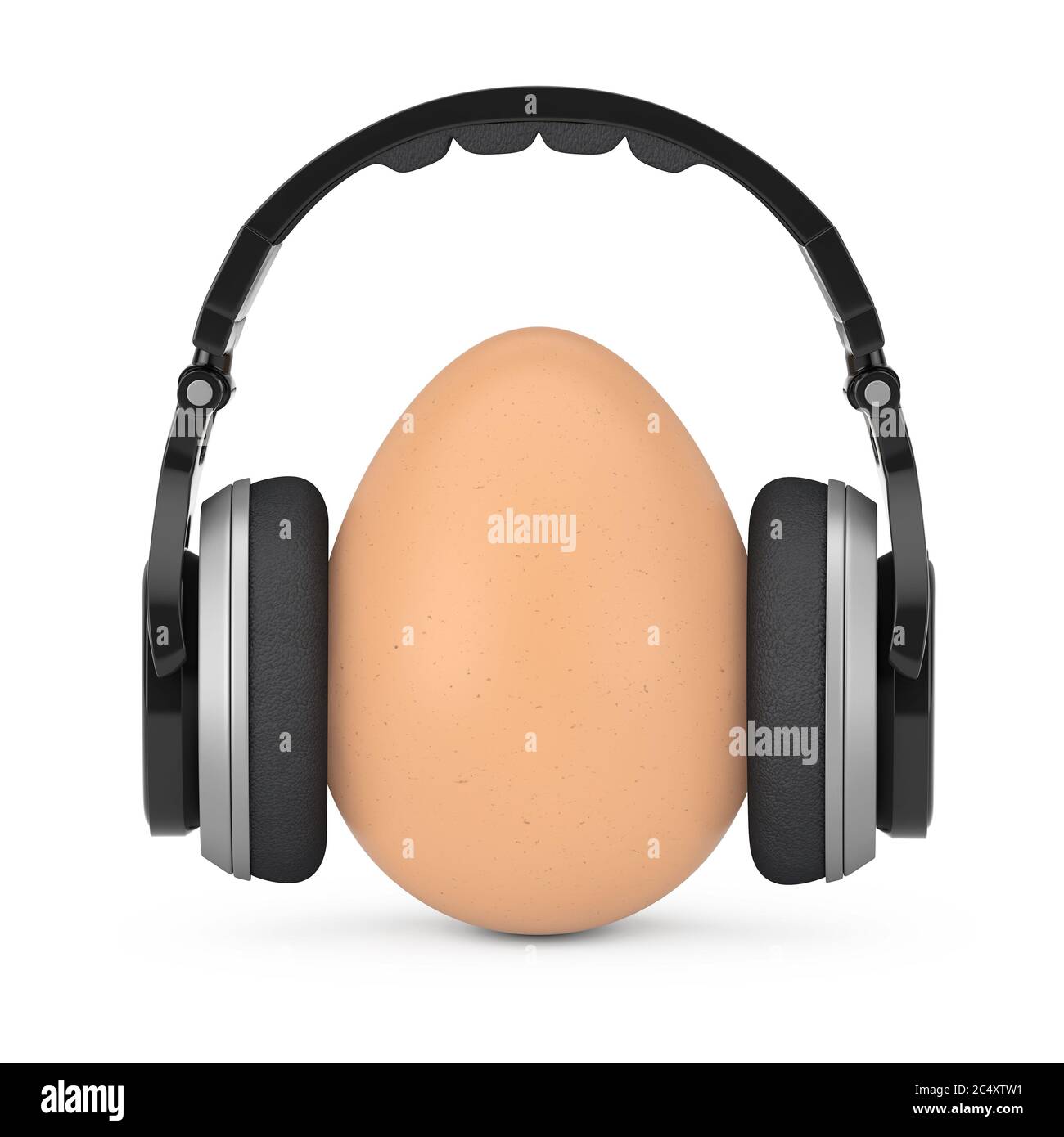 Brown Egg in Headphones on a white background. 3d Rendering Stock Photo ...