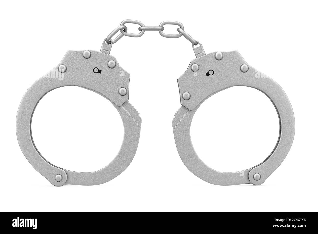 Crime and Law Concept. Metal Handcuffs on a white background. 3d ...