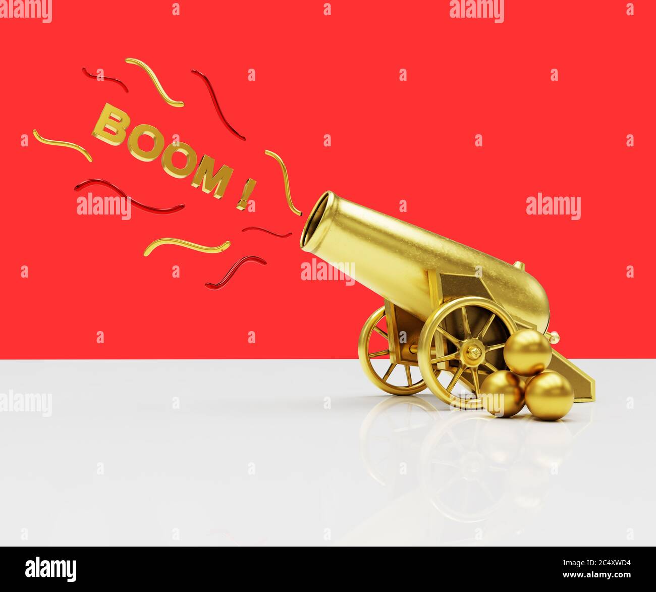 Circus cannon shooting Boom. Vintage gun. Color image of medieval ...