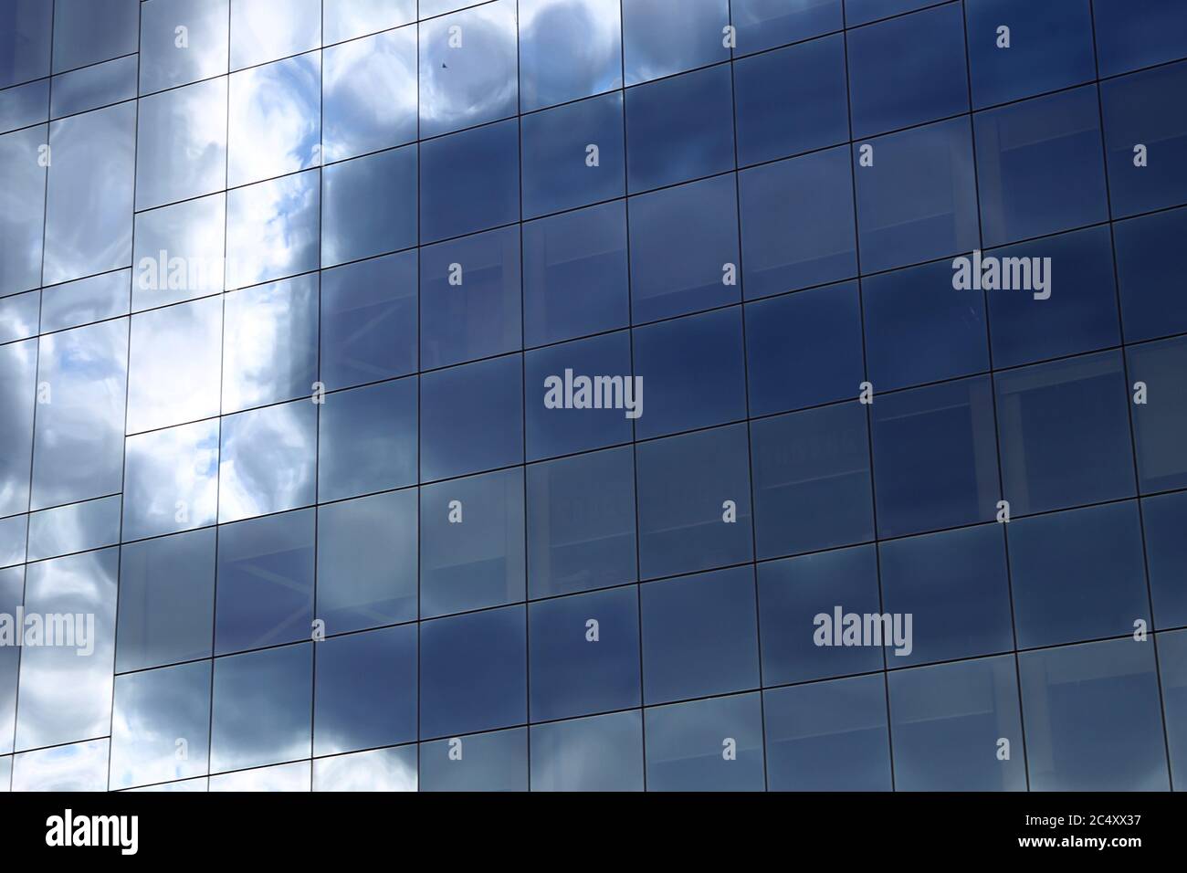 Texture, pattern, background. Reflection in building windows. Blue ...