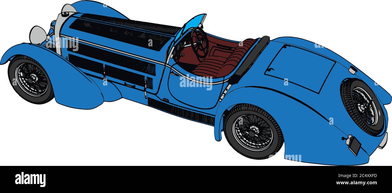 blue retro vector car Stock Vector Image & Art - Alamy