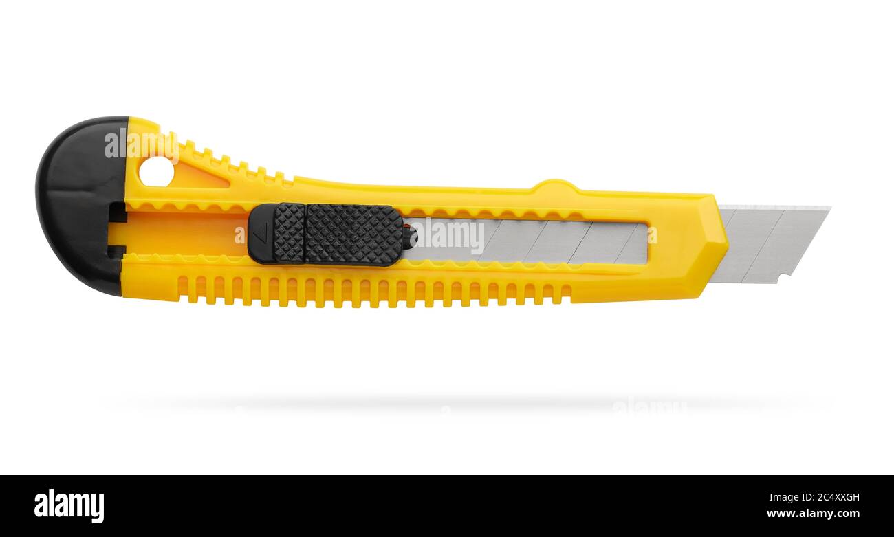 Segmented blade or snap-off blade utility knife isolated on white with ...