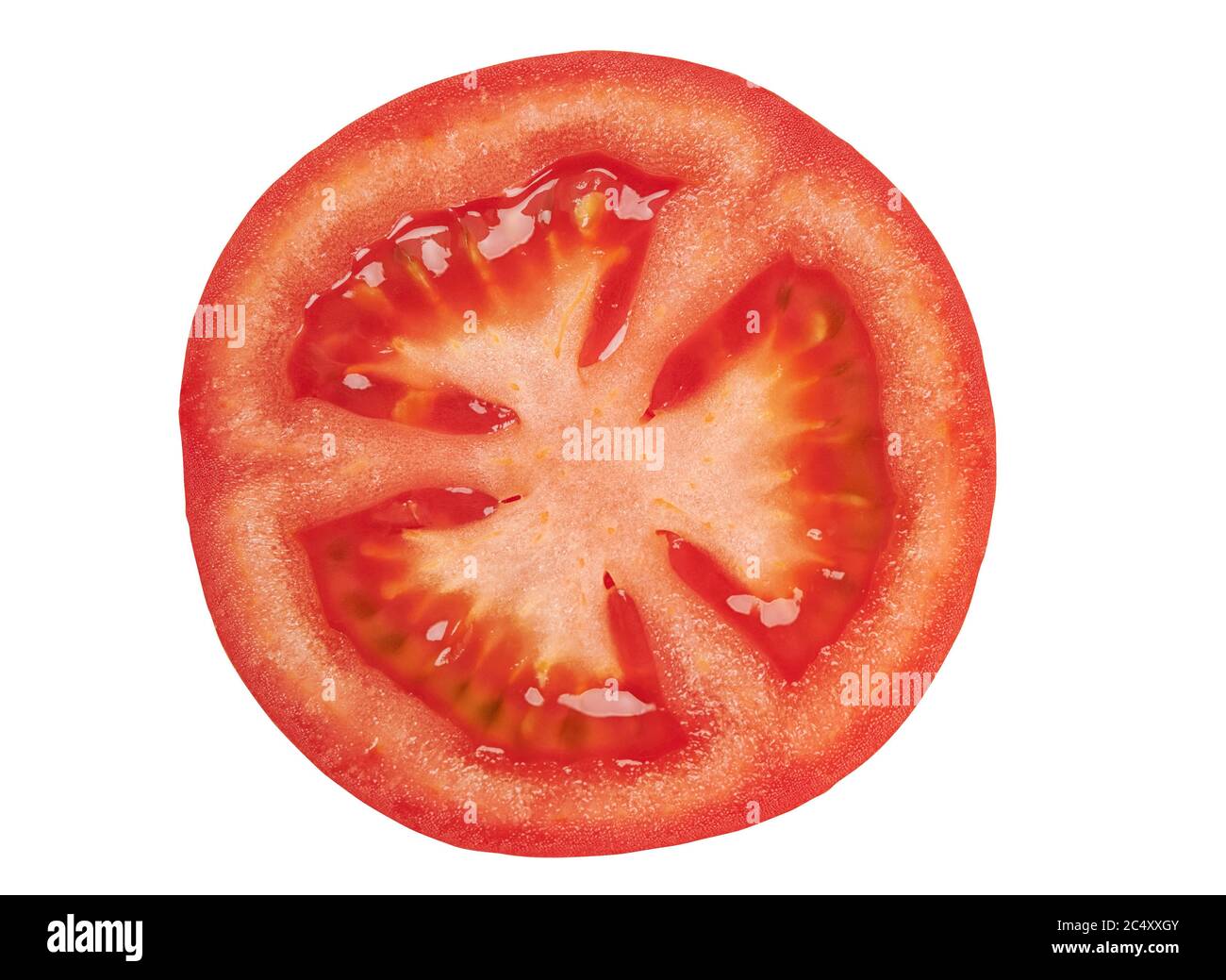 Tomato slice top view. Isolated on white background with clipping path ...