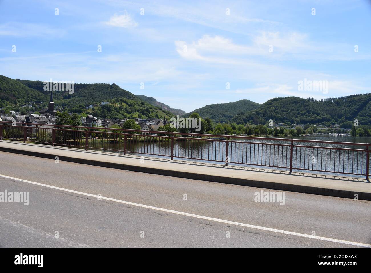 Mosel valley waterfront road in Treis-Karden Stock Photo - Alamy