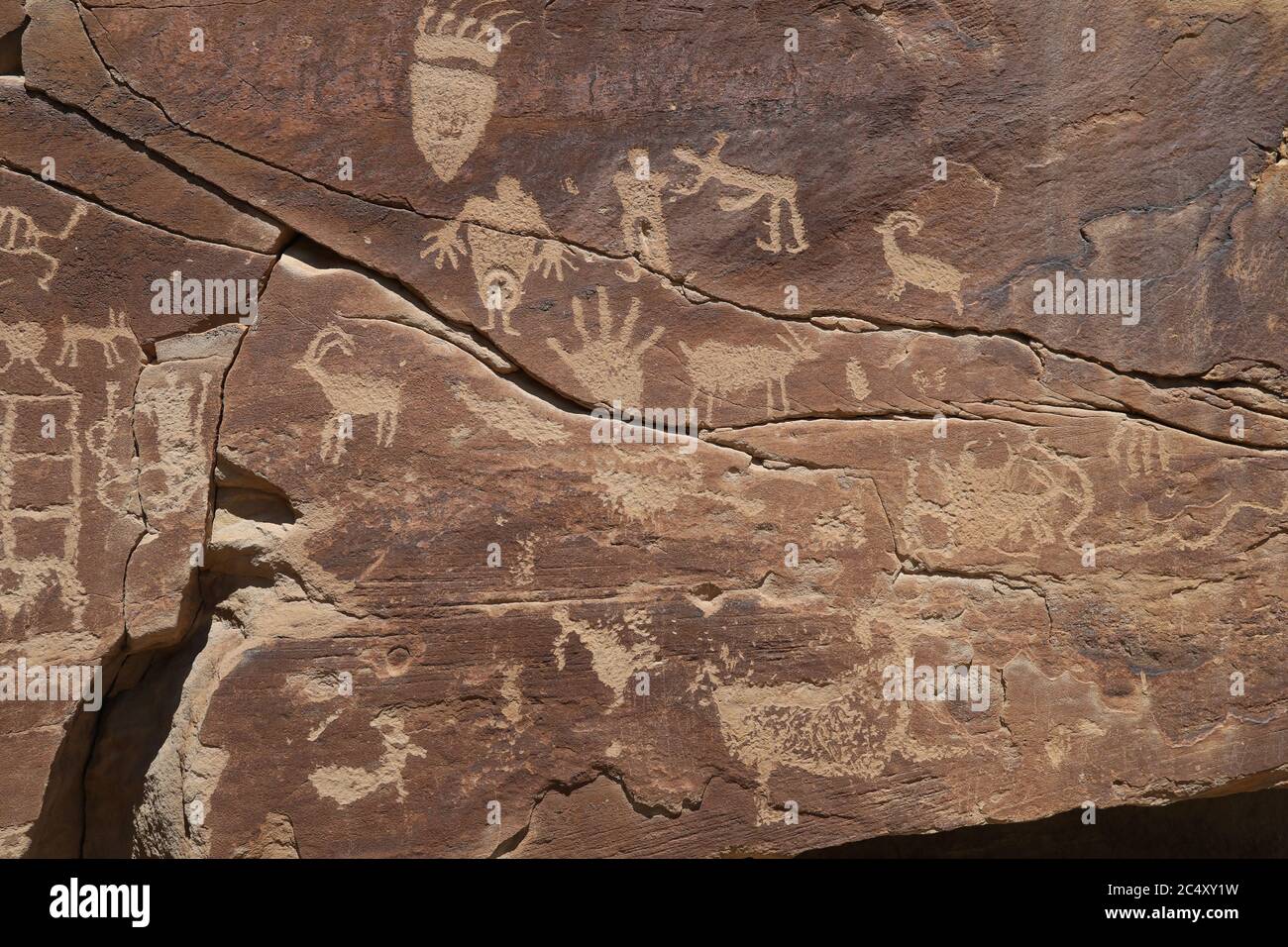 Ancient Native American Indian rock art petroglyph animal paw Utah 1410 ...