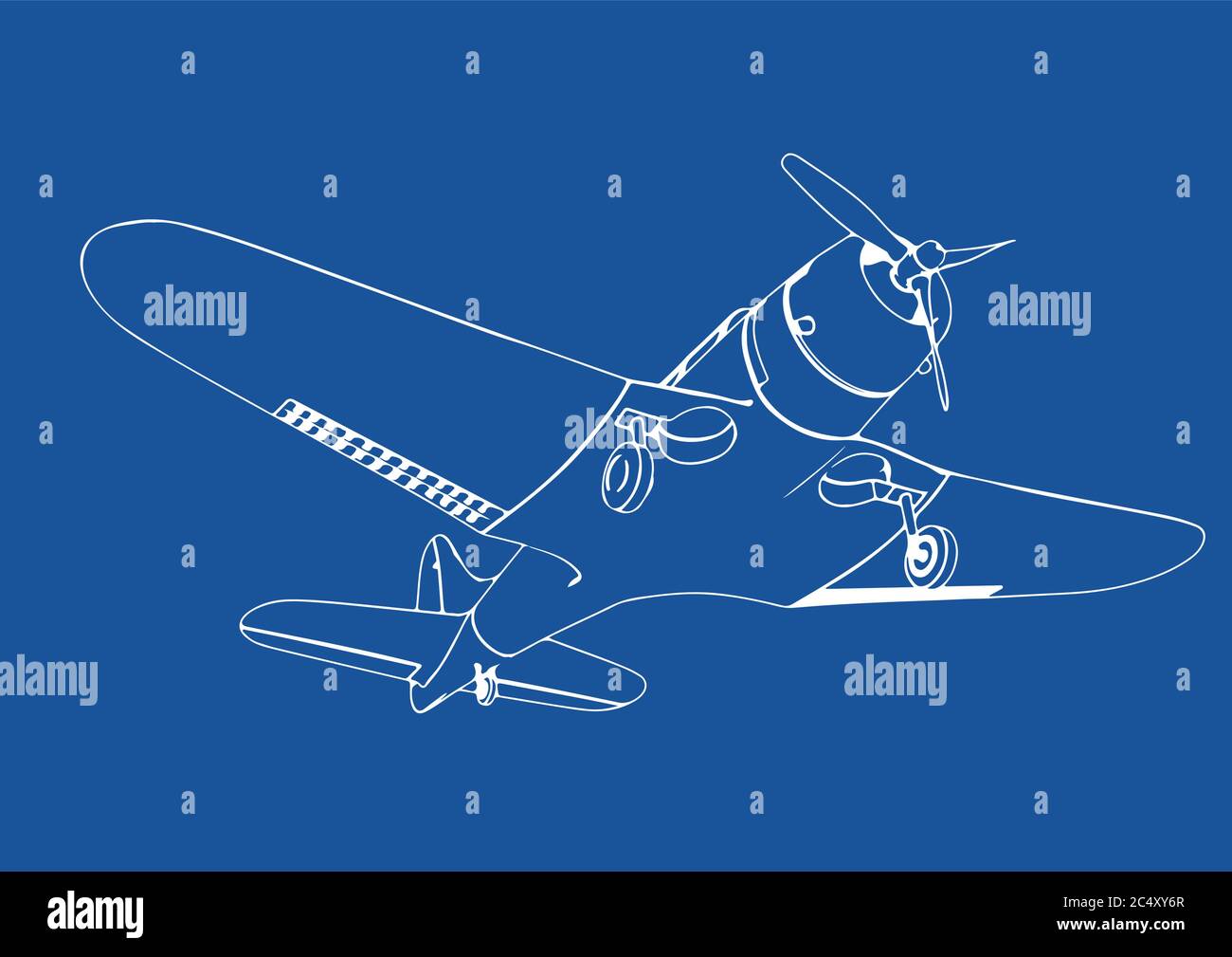 drawing of military aircraft on a blue background vector Stock Vector ...