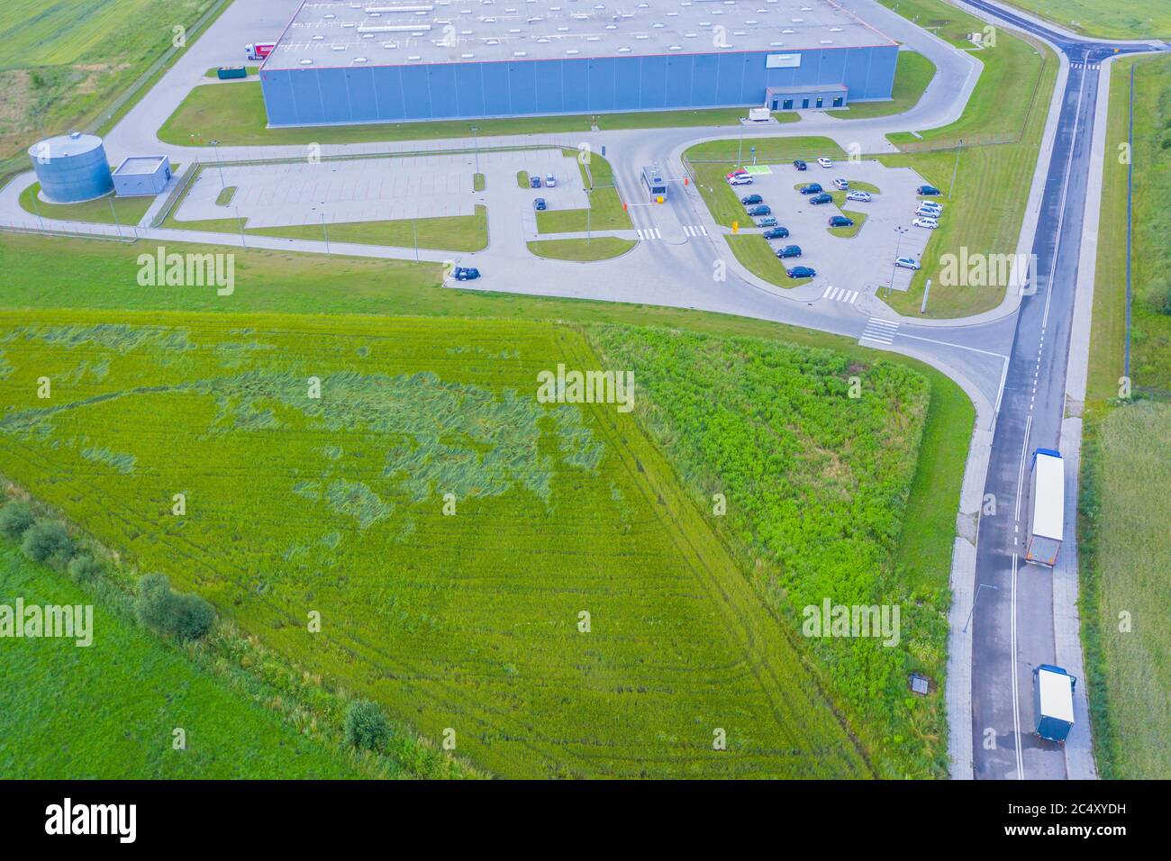 Aerial view of the distribution center, drone photography of the ...