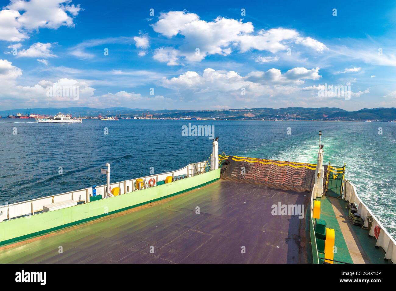 Ferry in Dardanelles strait, Turkey in a beautiful summer day Stock ...