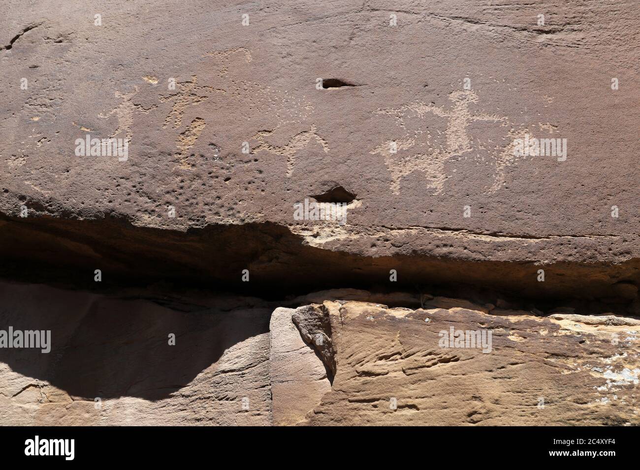 Ancient Native American Indian rock art petroglyph draw Utah 1392. Nine ...