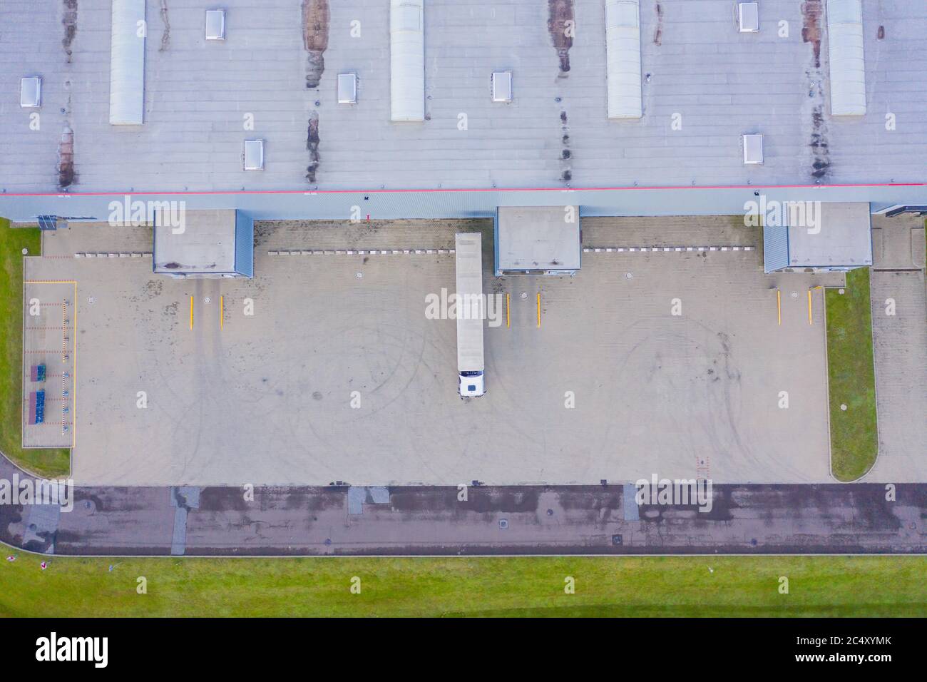 Aerial view of the distribution center, drone photography of the ...