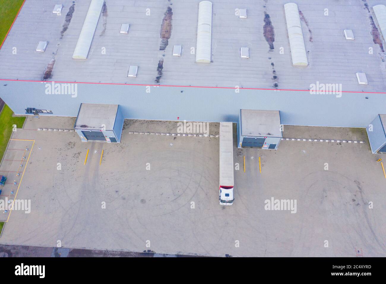 Aerial view of the distribution center, drone photography of the ...