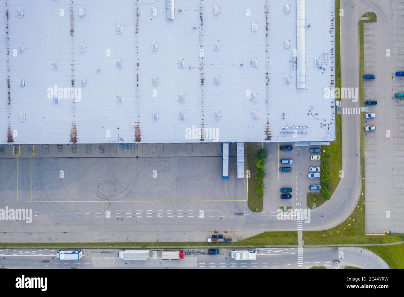 Aerial view of the distribution center, drone photography of the ...