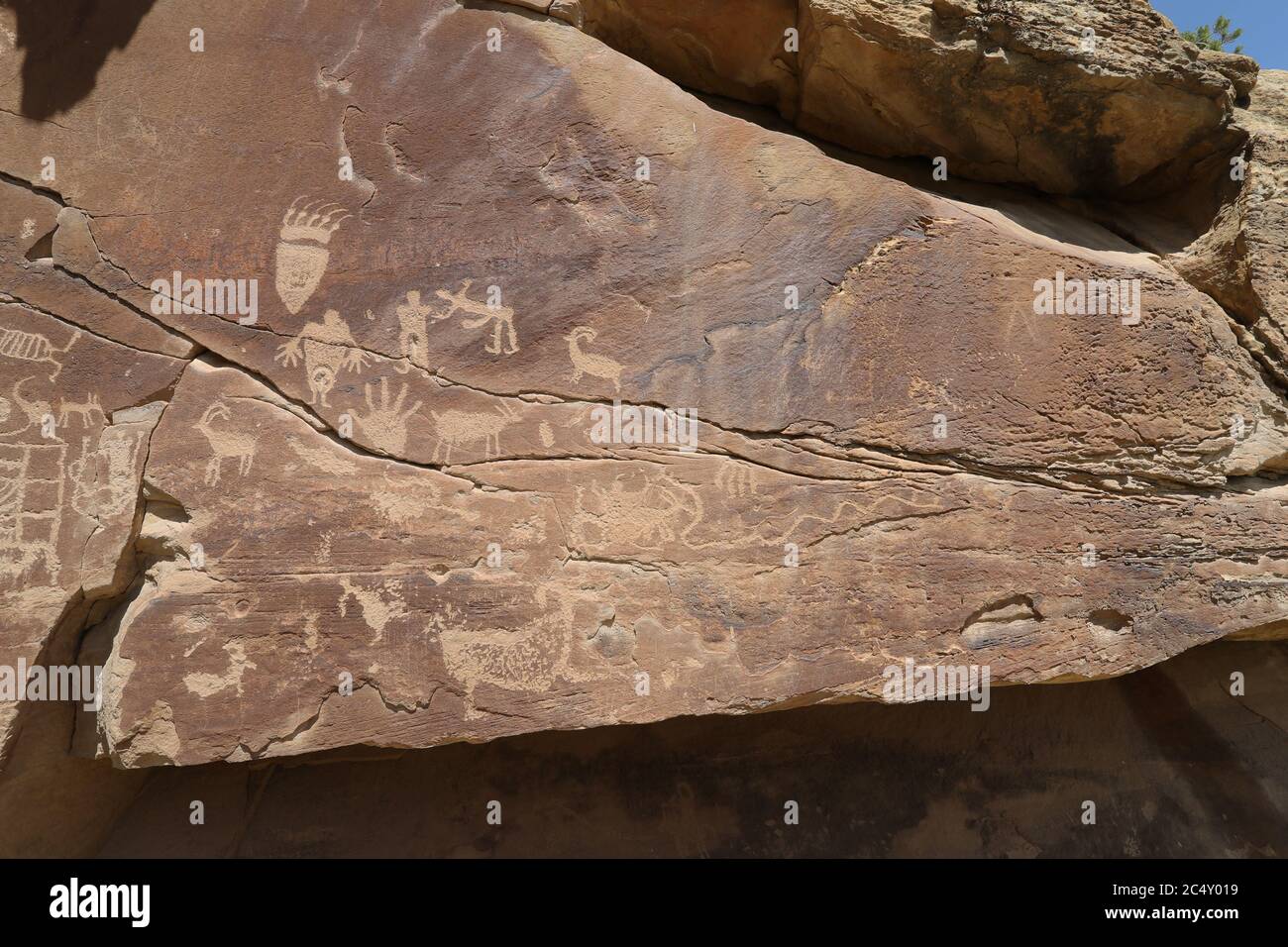Ancient Native American Indian rock art petroglyph paw Utah 1423. Nine ...