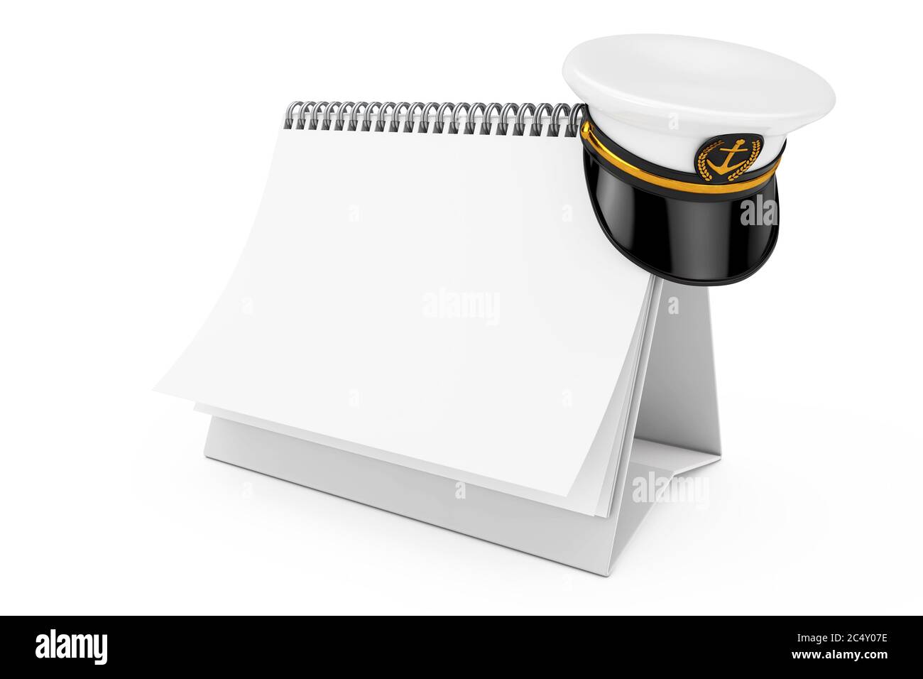 Naval Officer, Admiral, Navy Ship Captain Hat over Blank Paper Desk ...