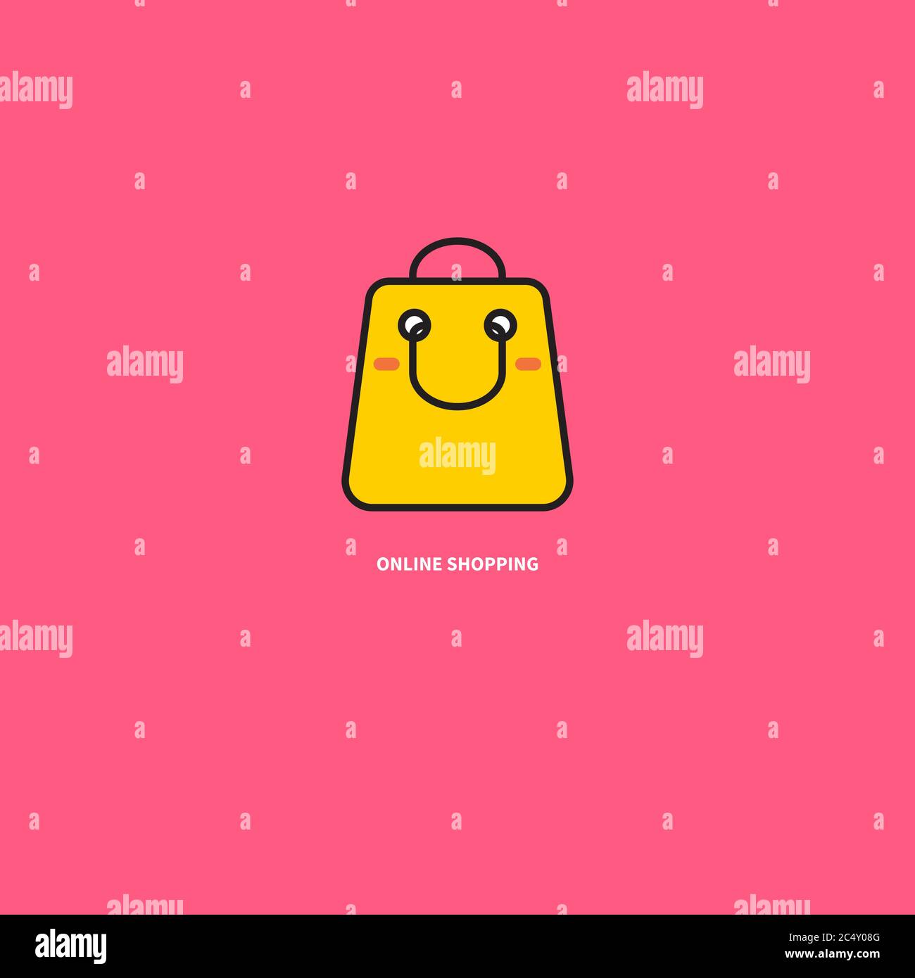 Online shopping logo, funny online store icon, shop sign, smiling ...